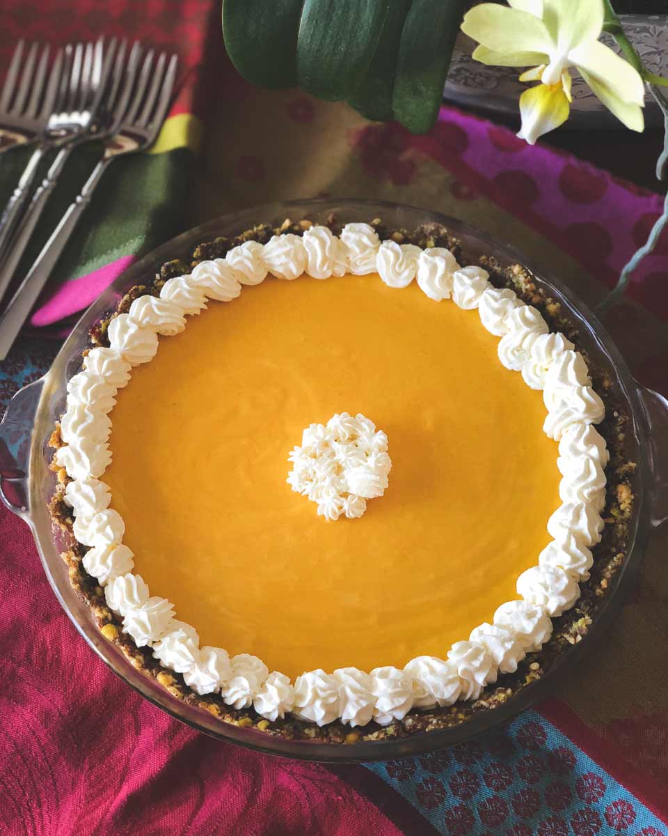 Mango Pie with Date Nut Crust - Faces Places and Plates