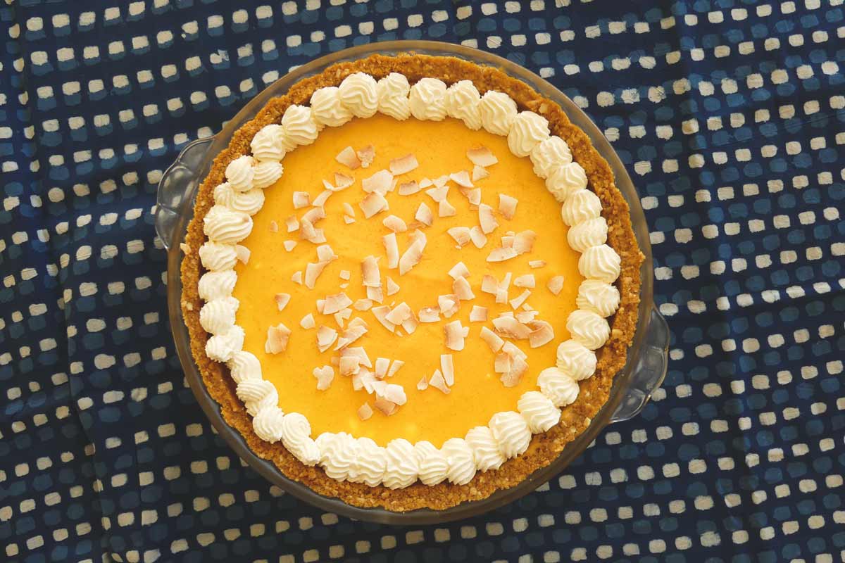 Mango Pie with Date Nut Crust - Faces Places and Plates